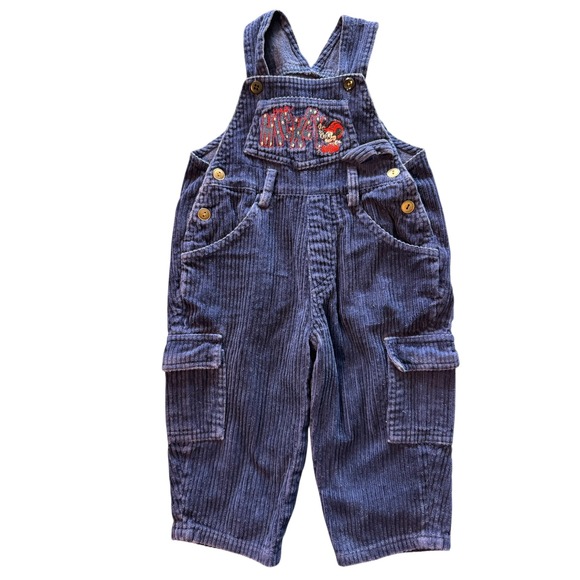 Bottoms | Vintage Kids 12m Blue Corduroy Baby Mickey Mouse Patch Cargo ...
